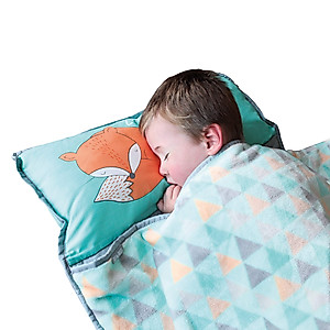 Nap Mat for Toddlers - Nap Mats for Preschool Kindergarten - Fox Gifts for Toddlers - Portable Toddler Sleeping Bag w Pillow - Toddler Blankets for Boys - Toddler Blankets for Girls - Gifts for Girls