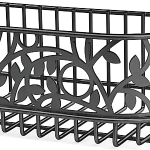 mDesign Steel Wall Mount Hair Dryer Holder, Styling Tool Storage Organizer Basket for Bathroom - Holds Hair Dryer, Flat Iron, Curling Wand, Hair Straighteners, Brushes - Arbor Collection - Matte Black