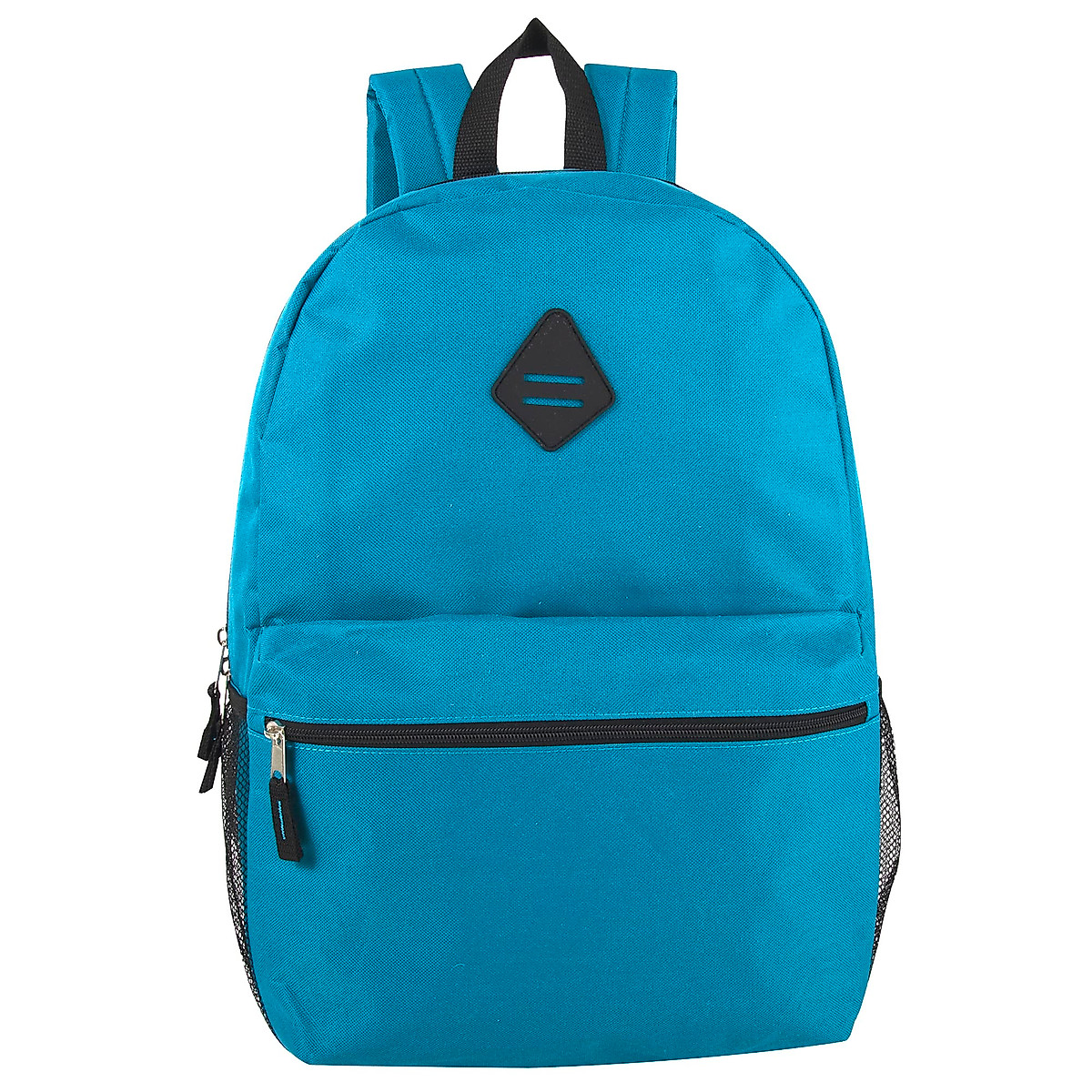 19 Inch School Backpacks with Mesh Side Pockets – Basic Large Solid Color Backpacks for Kids, Men, Women, Travel (Blue/Black)