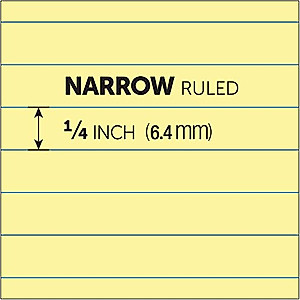 Office Depot® Brand Professional Perforated Pads, 5" x 8", Narrow Ruled, 50 Sheets Per Pad, Canary, Pack Of 8 Pads