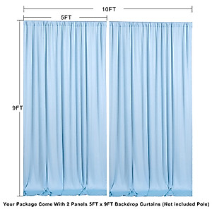 10ft×9ft Wrinkle Free Baby Blue Backdrop Curtains for Parties, Thick Fabric Photo Backdrop Drapes for Wedding Birthday Baby Shower Gender Reveal Photography Home Decor