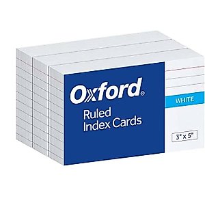 Oxford Ruled Index Cards, 3" x 5", White, Lined Index Flashcards, 300 per Pack (10022)