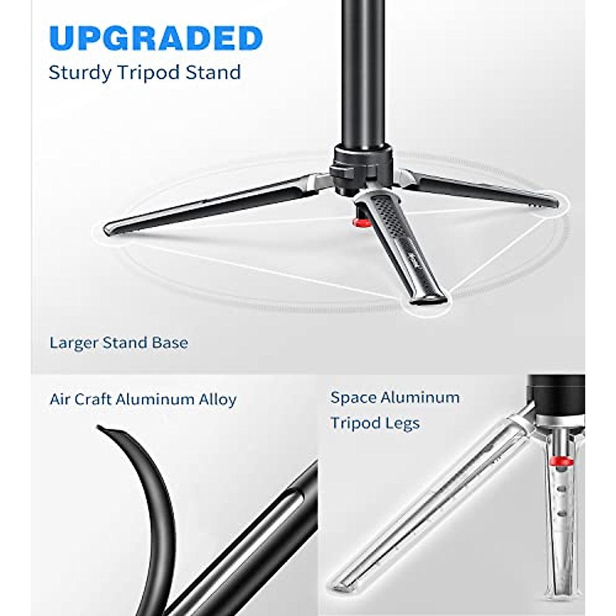 Webcam Tripod Stand, Nycetek Adjustable Sturdy Desk Tripod for Logitech Webcam C920 Brio and Other Webcam with 1/4" Thread, Aluminum Table Tripod with Phone Holder & Remote for Cell Phones, Camera