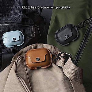 Twelve South AirSnap Pro | Full-Grain Leather Protective Case/Cover with Loss Prevention Clip and Optional Carry Strap for AirPods Pro 1st Gen & 2nd Gen, Black