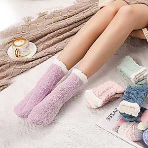 7 Pairs Fuzzy Socks - Fuzzy Socks for Women, Women's Winter Super Soft Warm Cozy Socks, Fluffy Socks Fits Most Size, Fleece-lined Slipper Socks, Candy Color Fuzzy Socks
