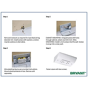 Bryant Electric RU100W tradeSELECT Under Cabinet/Counter Power Distribution Box, Slim Fit, White Metal