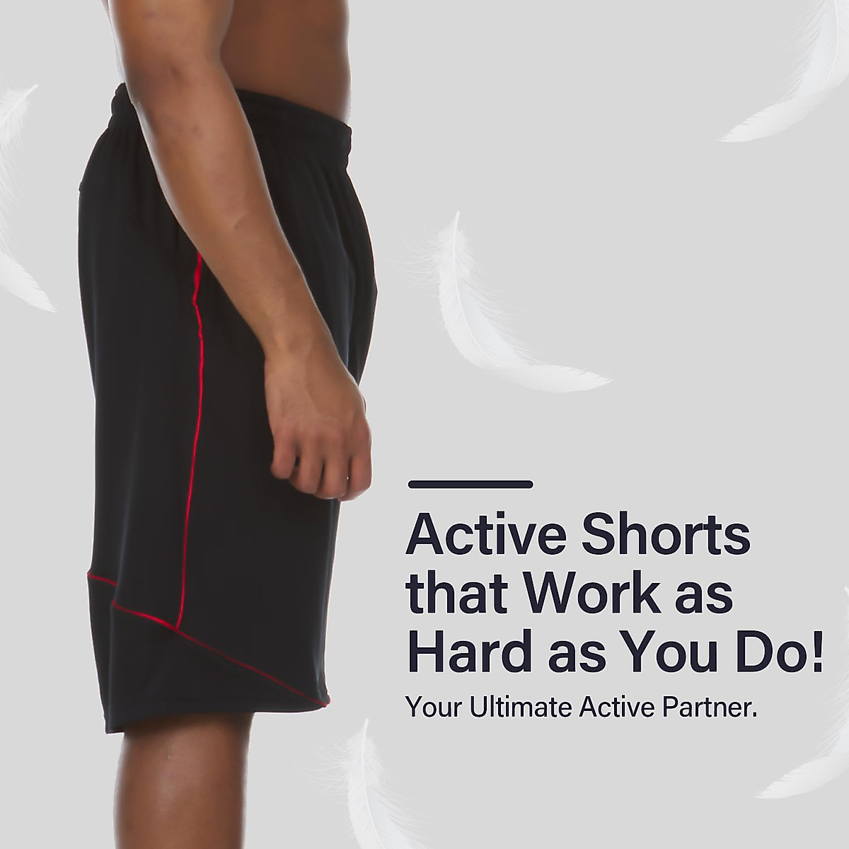 4 Pack: Men's Dry-Fit Sweat Resistant Active Athletic Performance Shorts