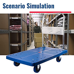 Dawot 660lbs Foldable Platform Truck Dolly with Swivel Wheels, Heavy Duty Moving Platform Hand Truck, Moving Flatbed Cart Push Cart Platform Dolly Cart for Groceries, Warehouse(35.43" x 23.62")