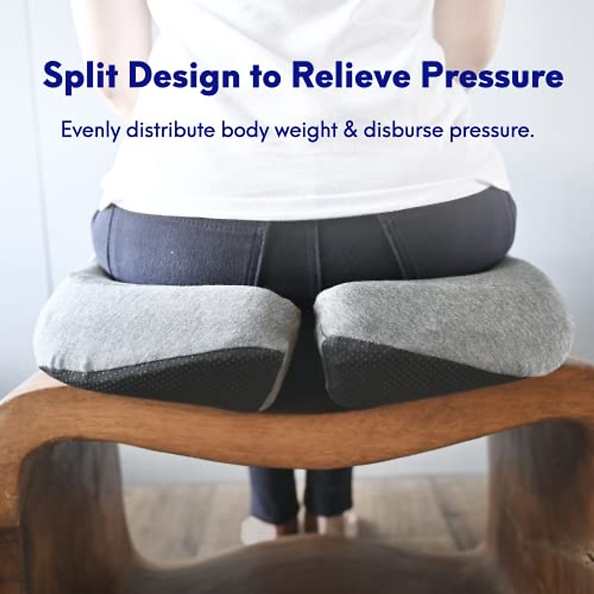 Cushion Lab Patented Pressure Relief Seat Cushion for Long Sitting Hours on Office/Home Chair, Car, Wheelchair - Extra-Dense Memory Foam for Hip, Tailbone, Coccyx, Sciatica - Light Grey