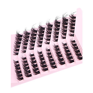DIY Lash Extension Kit Fluffy Flat Lash Clusters with Kit Lash Bond and Seal and Cluster Eyelashes Applicator Tool D Curl Eyelash Extension Kit Individual Lashes Cluster by FANXITON