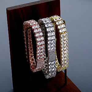 JINAO Diamond Tennis Bracelet for Men Women Silver 2 Row 5mm Round Cubic Zirconia Iced Out Tennis Bling Ankle Bracelet (7'' Silver)