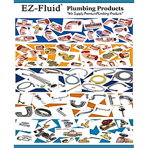 EZ-Fluid Plumbing 16" x 3/8" Female Compression To 3/8 Inch Female Comp. Stainless Steel Braided Faucet Connector Line Extension,Faucet Extension Supply Hose Connector Lines,Fits 3/8"Comp Male(1-Pack)