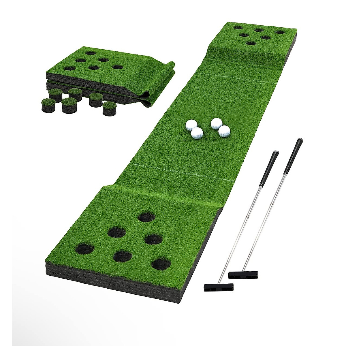 MD Sports Golf Pong Game Set, 100inch, Green, Includes 2 Putters and 4 Balls, Foldable
