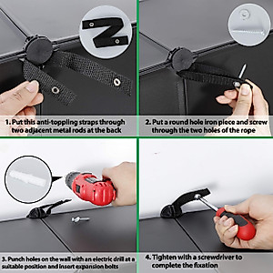 SUPER DEAL Cube Storage Organizer Shelf 16 Cubes Shoe Rack Bookcase Display Shleves Plastic DIY Modular Cabinet Closet with Metal Hammer for Home Bedroom, Living Room, Bathroom, Office, Black