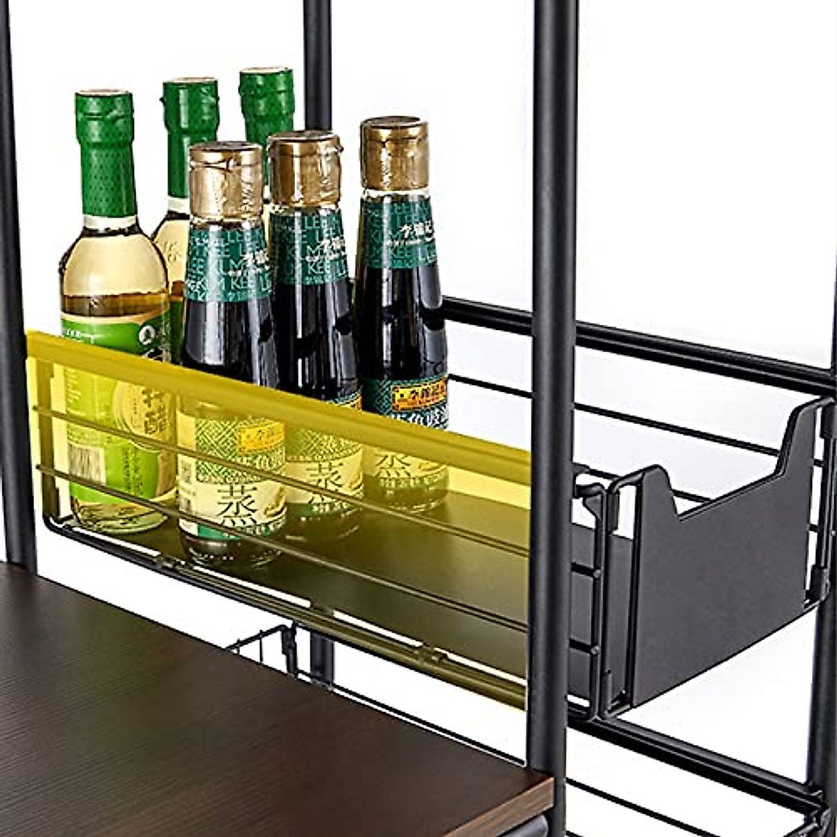 Home Multifunctional Storage Shelf with Lockable Wheels, 4 Tier Shelf+4 Tier Pull-out Storage Unit Materials Storage Rack Anti-collision Kitchen Organizer Rack for Bread, Kitchenware, Microwave