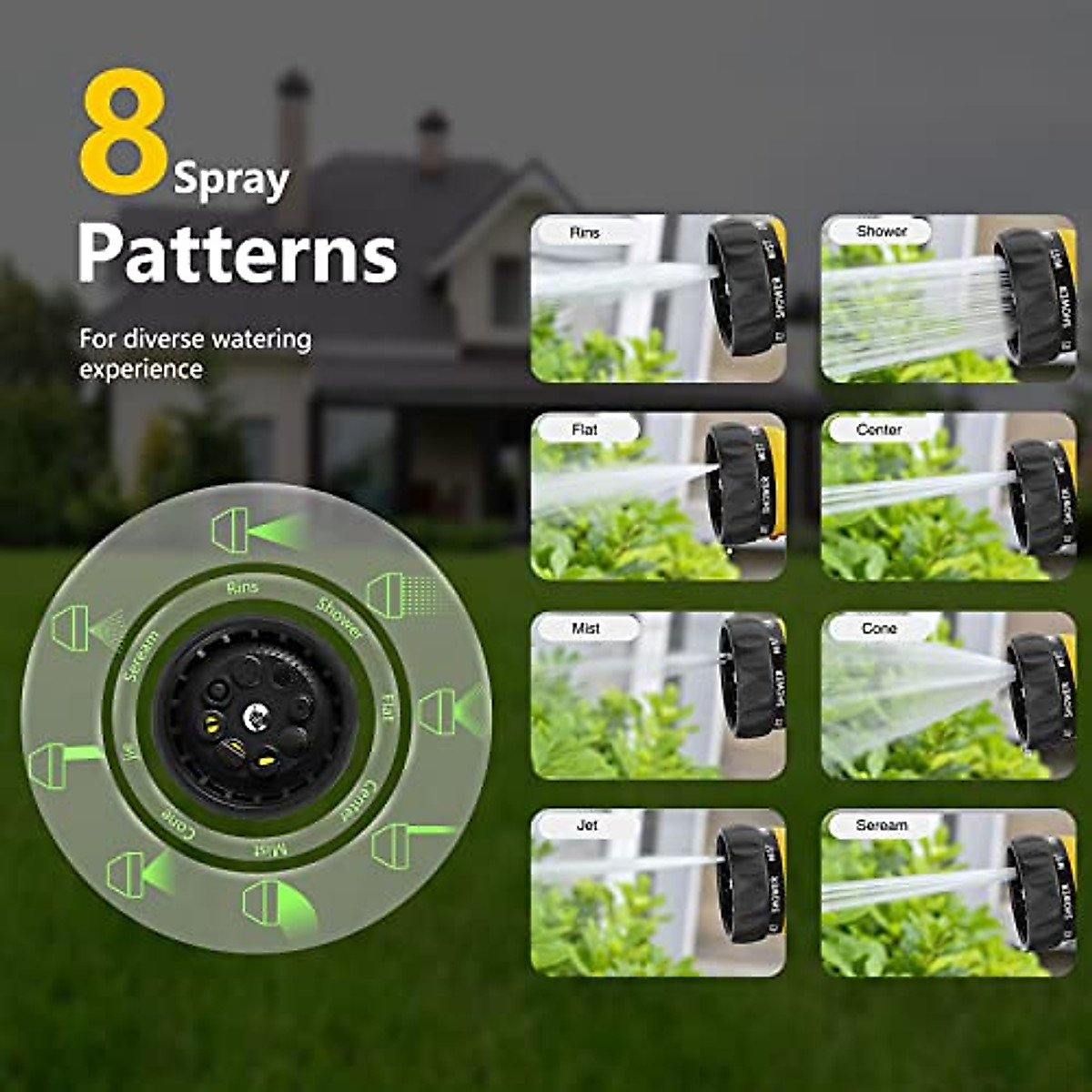 Spray Gun Nozzle, SUMLINK Garden Hose Attachment Spray Gun Nozzle with Reservoir for Soap or Fertiliser (Yellow)