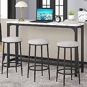 HOMYSHOPY Bar Table Set for 3, 4 Piece Console Table with 3 Stools, Counter Height Kitchen Table Set with 3 Chairs for Breakfast Nook, Living Room and Apartment (White & Black)