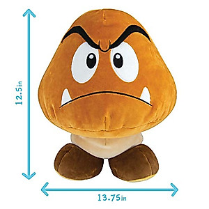 Club Mocchi- Mocchi - Nintendo Super Mario Plush, Collectible Squishy Goomba Plushies - 15 Inch, Brown