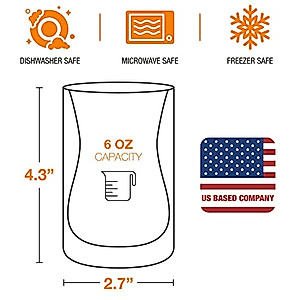 Eparé Turkish Clear Glass Tea Cups - Set of 2 Double Wall Clear Glass Coffee Mug - 6 oz Insulated Walled Transparent Glasses for Cafe Latte Espresso or Cappuccino Hot Beverages