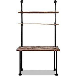 Diwhy Computer Desk with Storage Shelves,Home Office Writing Desk,Bookshelf Laptop Desk, Industrial Style Office Decor,Studying Writing Table Workstation,Stable Metal Framee,Easy Assembly(40" L)