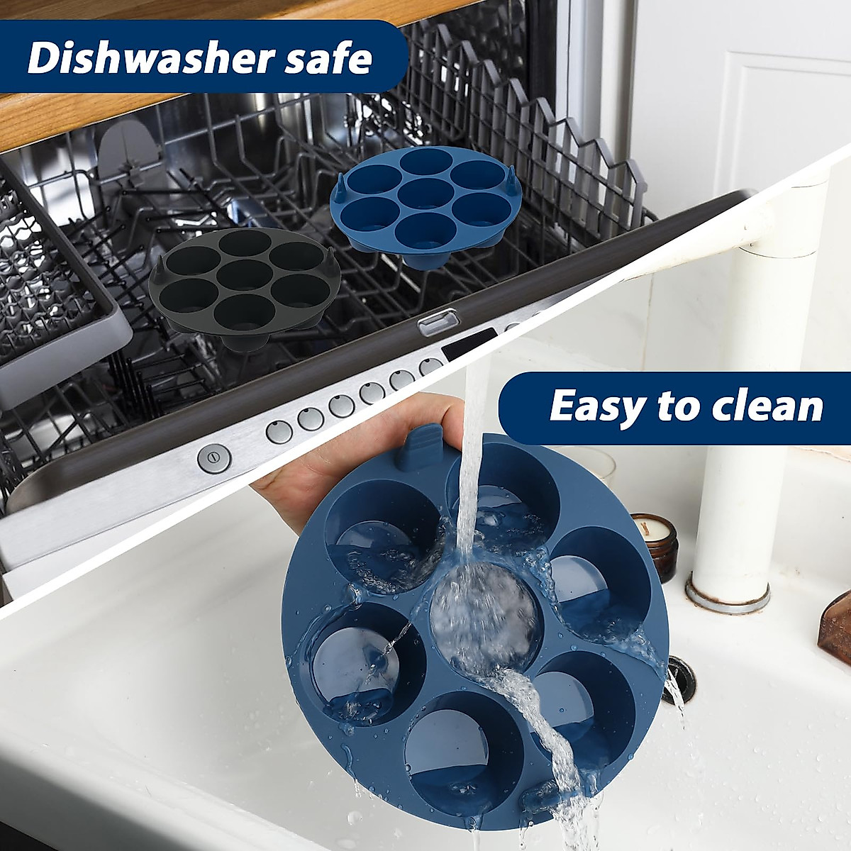 Webake 2PCS Silicone Air Fryer Muffin Pan for Baking 7 Cavity Air Fryer Silicone Cupcake Pans Non Stick Food Grade and BPA Free Muffin Tins Baking Cups