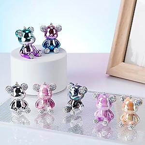 HONYJOOM Teddy Bear Keychain， Pink Keychain Accessories， Key Chains Women Cute， Puff Ball Keychain (Pink)