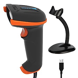 Tera Upgraded USB 1D 2D QR Barcode Scanner Wired with Stand, IP65 Certified Ergonomic Handle Fast and Precise Scan Bar Code Reader for Windows Linux Plug and Play Model D5100Y-Z