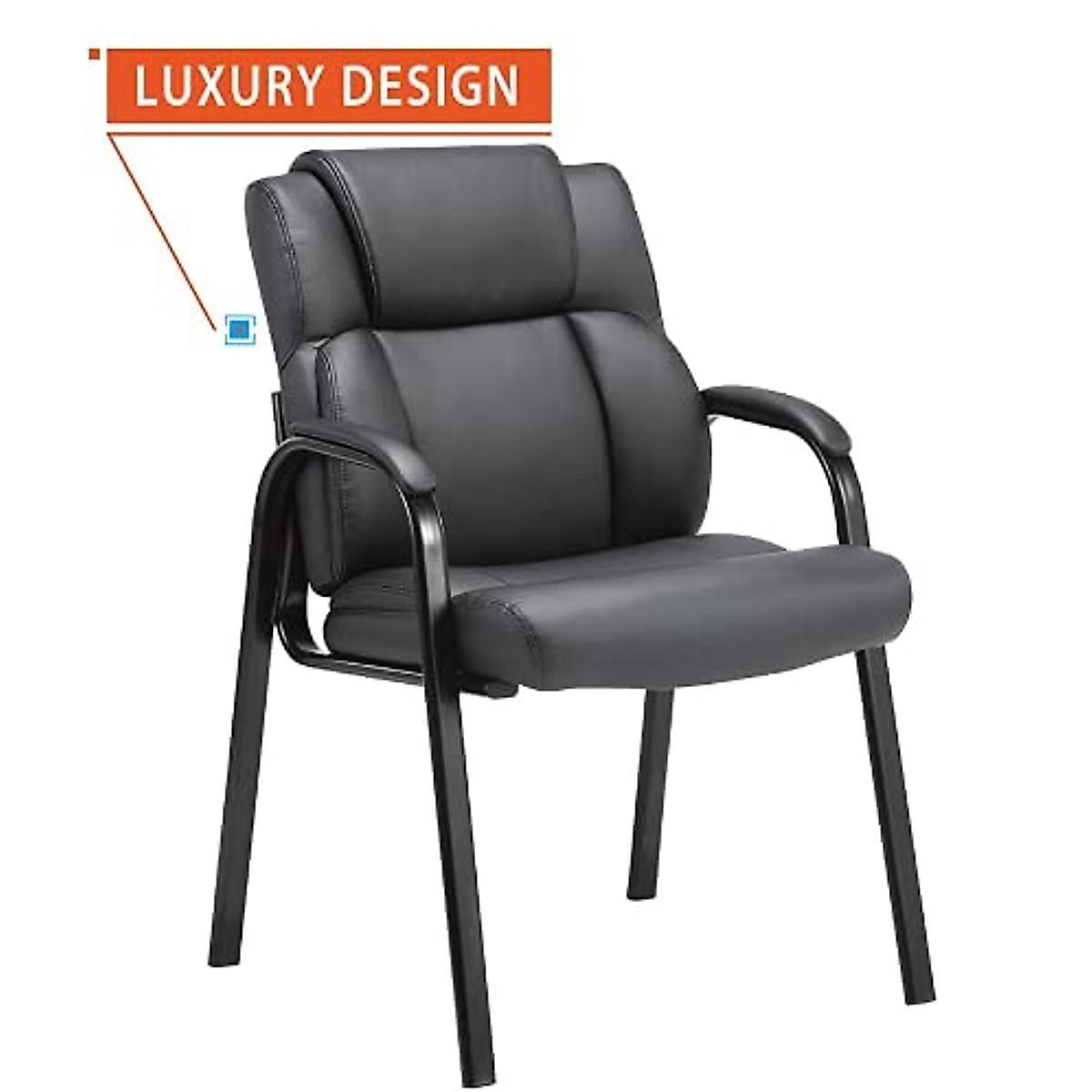 CLATINA Leather Guest Chair with Padded Arm Rest for Reception Meeting Conference and Waiting Room Side Office Home Black 4 Pack