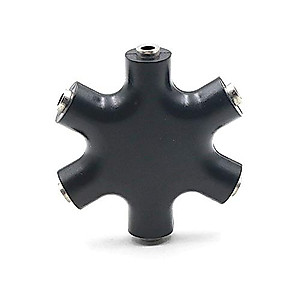 ZTGD Audio Adapter, Mini Portable 1 to 5 3.5mm Plug Stereo Audio Earphone Splitter Adapter for Phone Black