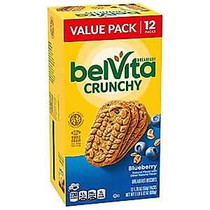 belVita Blueberry Breakfast Biscuits, Value Pack, 12 Packs (4 Biscuits Per Pack)