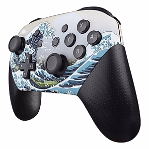 eXtremeRate Soft Touch Faceplate and Backplate for NS Switch Pro Controller, The Great Wave Patterned DIY Replacement Shell Housing Case for NS Switch Pro - Controller NOT Included