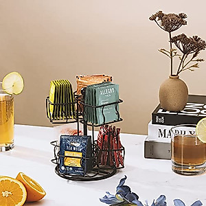 Sorbus Tea Bag Spinning Carousel - Tea Caddy Organizer for Countertop - Matcha Station Accessories - 2 Tier Revolving Lazy Susan for Pantry - Holds Up to 60 Large Tea Bags