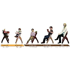 Abiie Beyond Wooden High Chair with Tray. The Perfect Adjustable Baby Highchair Solution for Your Babies and Toddlers or as a Dining Chair. (6 Months up to 250 Lb) (Natural Wood - Olive Cushion)