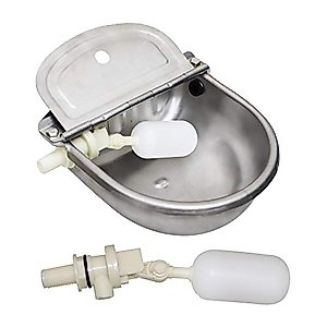 Abustle pig Automatic Cow Drinking Water Bowl Dispenser with 2 Float Ball valves,304 Stainless Steel Farm Animals Waterer for Horse Cattle Sheep Pet Dog Chickens(Without Drainage Hole)