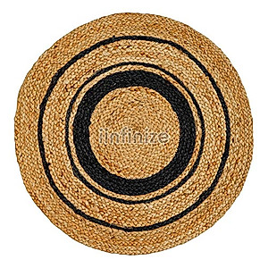 iinfinize Natural Jute Mat Kilim Handmade Carpet Floor Mat Door Mat Yoga Mat Indian Round Carpet 24 Inch Handwoven Door Mat Decorative Living Room Carpet Central Room Door Mat