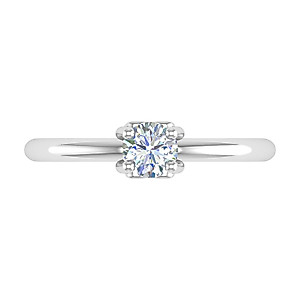 1/4 Carat 4-Prong Set Diamond Solitaire Engagement Ring Band in 10K White Gold (Ring Size 7.5)