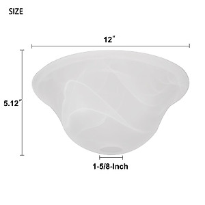 SHENGQINGTOP 12"D Alabaster Glass Domed Shade with 1.65" Opening, Pendant Light Cover, Lighting Fixture Replacement