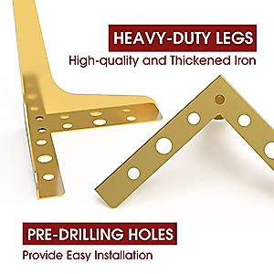 5 Inch Furniture Legs Set of 4 Right Angle Furniture Legs Metal Table Legs Metal Modern Style Sofa Legs Chair Legs Heavy Duty Sofa Replacement Feet for Couch, Nightstand, Ottoman, Cupboard (Gold)