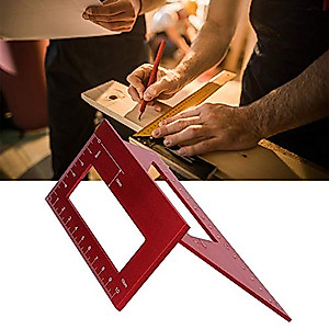 45/90 Degree Layout Miter Gauge, Aluminum Alloy Saddle Layout Square Gauge Saddle Square Woodworking Tool for Woodworking Industrial Carpenter(Red)