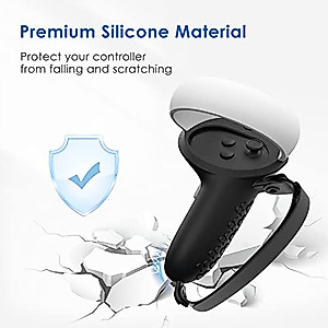 ZyberGears VR Controller Grips for Oculus Quest 2 Controller Accessories, Silicone Controller Replacement with Velcro Strap for Meta Quest 2 Black