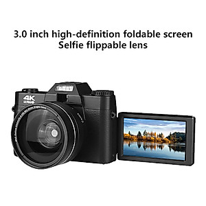 48 Million Micro-Single Digital SLR Camera,4K Ultra-Clear Camera,3 Inch Foldable HD Large Screen,WiFi SLR Camera 16X Digital Zoom for Night Scene,Scenery,Sports,Beach,High Sensitivity (Black CM)