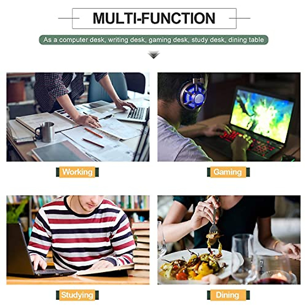 YYkokocat Computer Desk, 35'' Study Writing Table with Metal Legs, Save Space & Easy Assembly Small Office Desk for Small Space, Modern Steel Frame Wood PC Workstation for Home Office, Brown