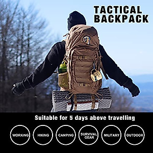 Mardingtop 50 Liter Internal Frame Backpack with Rain Cover for Military Camping Hiking Traveling Black-M5973
