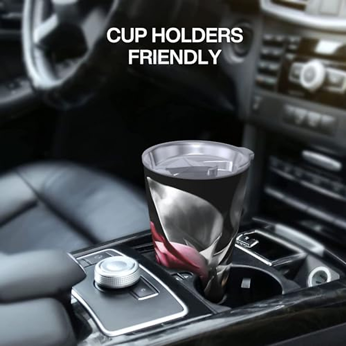 jshmgchw 3d Gothic Black Roses 20oz Tumbler, Car Cup With Lid And Straw, Spill-Proof, Stainless Steel Double Wall Vacuum Insulated Reusable Coffee Travel Mug, For Cold Drinks, Hot Beverage