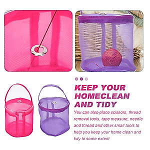VILLCASE 2Pcs Wool Storage Bag Yarn Ball Holder Yarn Storage Yarn Thread Holder Yarn Ball Dispenser mesh Knitting Bag Multipurpose Tool Portable Yarn Bags Purple to Weave Nylon Handbag