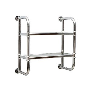 Organize It All 2 Tier Chrome Pipe Mounted Tempered Glass Bathroom Storage Shelf