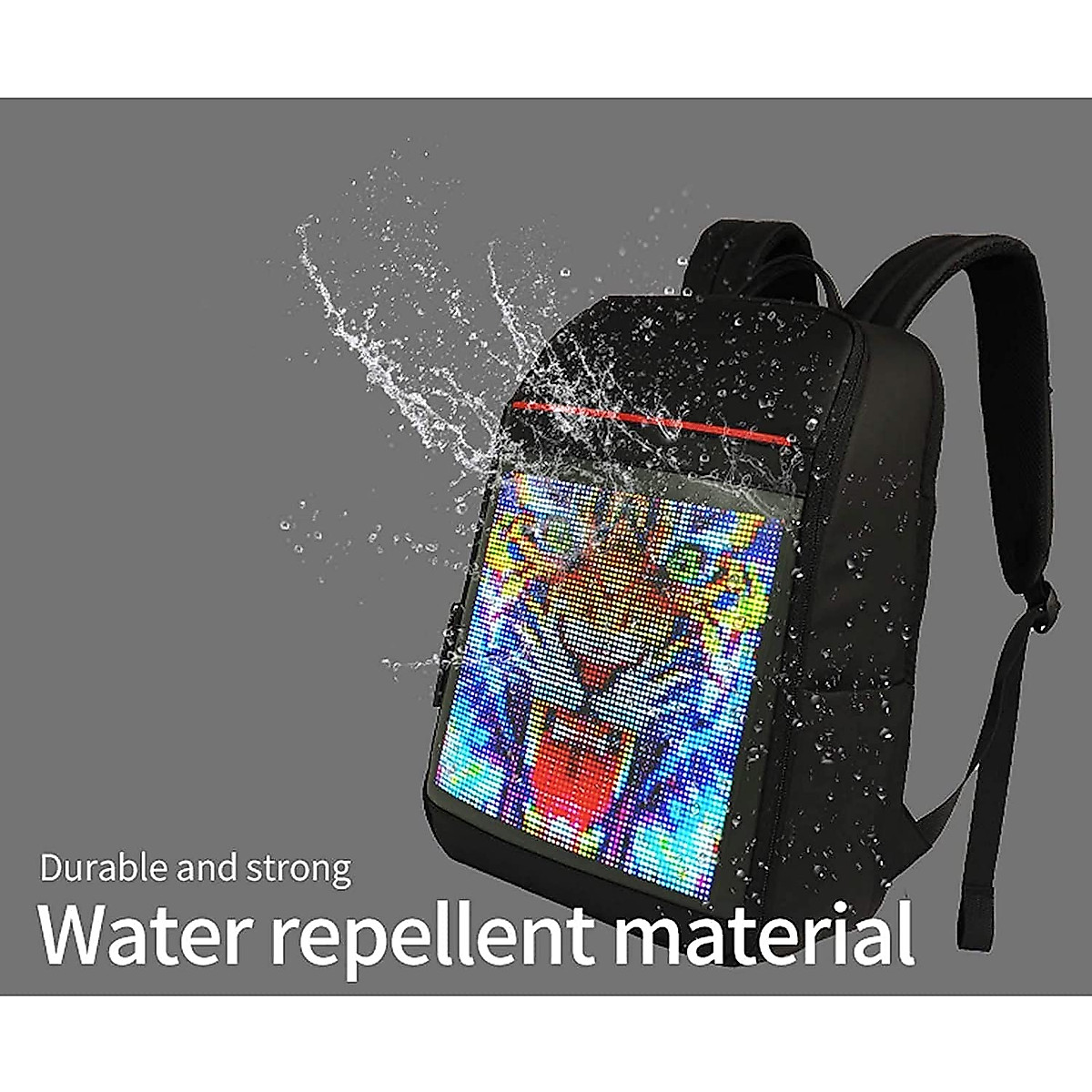 Welaso Smart Bluetooth LED Backpack with Colorful LED Sign Panel and Programmable, DIY Laptop Daypack Bag,Black (Large 25L,without Rain Cover)