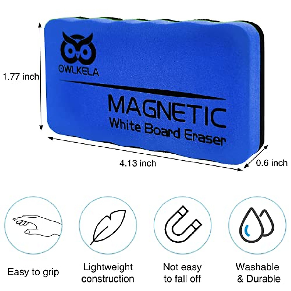 OWLKELA Dry Erase Erasers, Magnetic Whiteboard Erasers 8 Pack, Magnetic Dry Erasers for White Board, White Board Markers Dry Erase, Ideal for Classroom, Home, Office