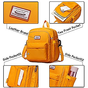 Scorlia Insulated Lunch Bag, Classic Backpack Style Lunch Tote for Women, Large Convertible Lunch Cooler Box with Side pockets for Hiking,Office, Beach, Picnic, Yellow