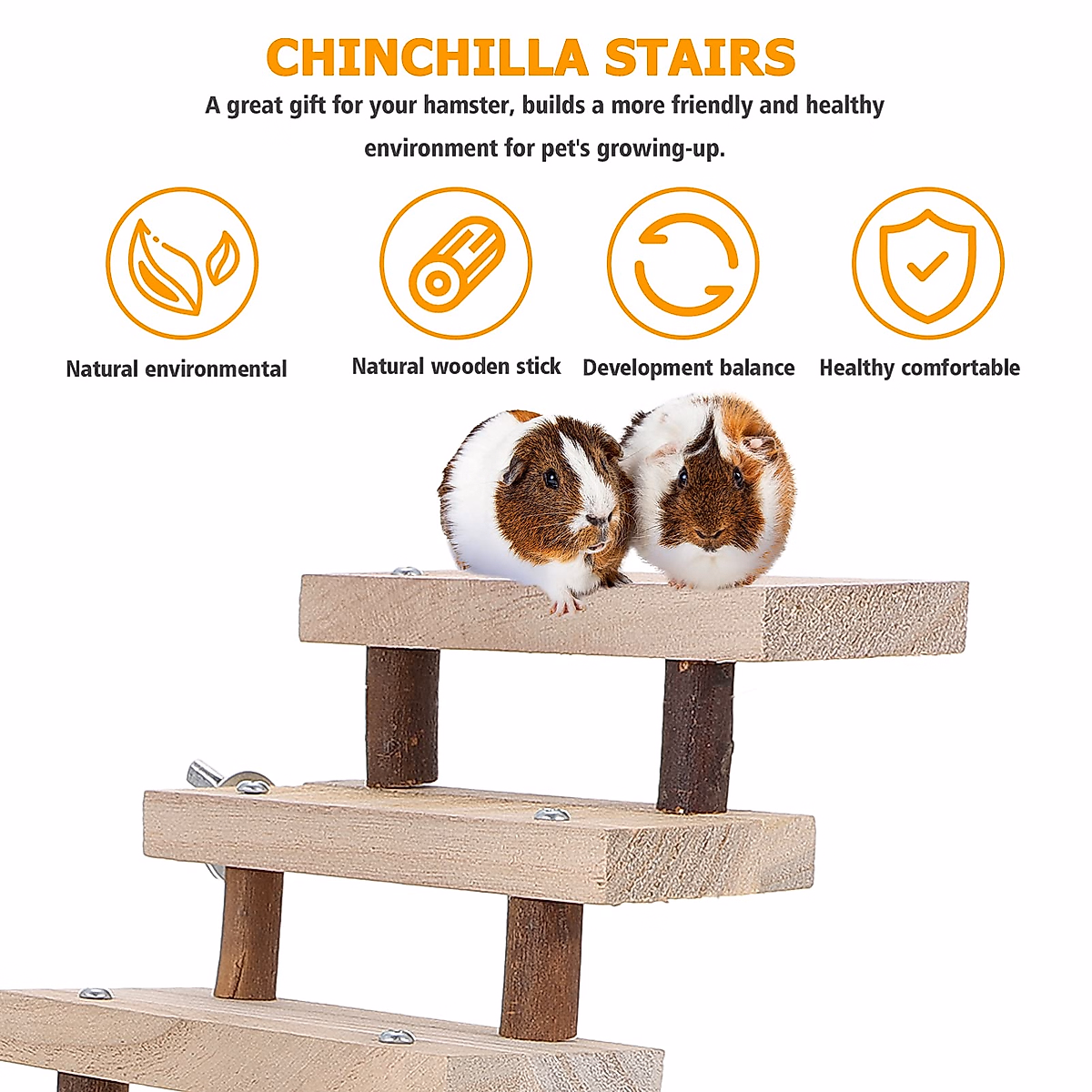 Chinchilla Climbing Platform Wooden Hamster Ladder Steps Stair Climbing Toys Playground Toy Chewing Toys for Small Animals Sugar Glider Chinchilla Guinea- Pigs Squirrel Jumping Platform